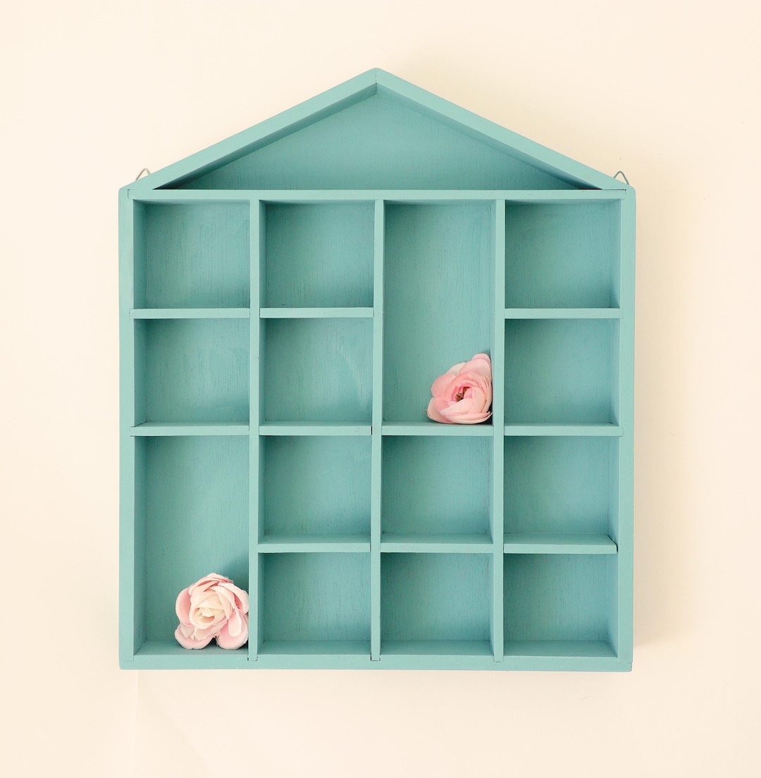 Trinket House Shelf, Upcycled Vintage, Wooden House Shaped Wall Shelf ...