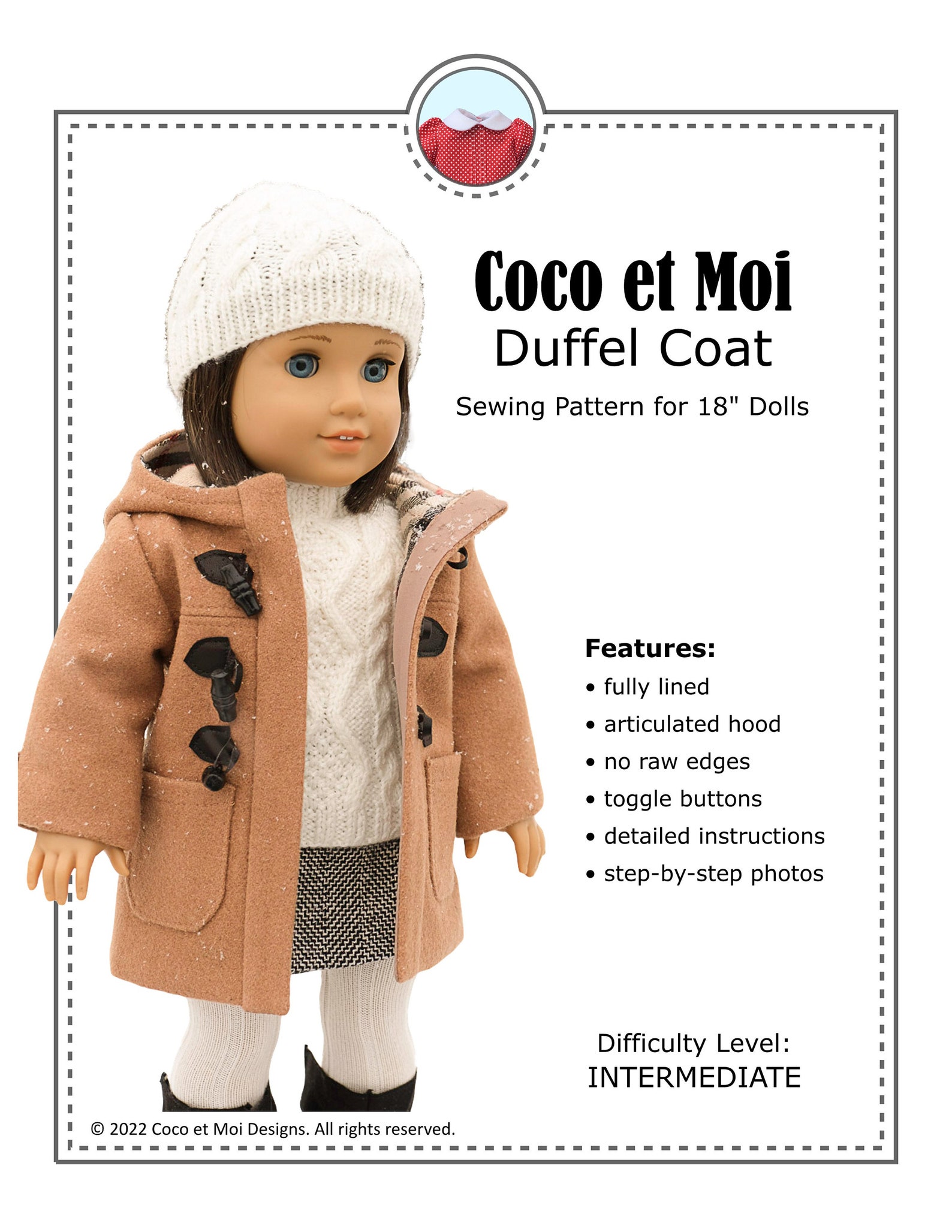 Duffle Toggle Coat PDF | 18 Inch Doll Sewing Patterns - Etsy