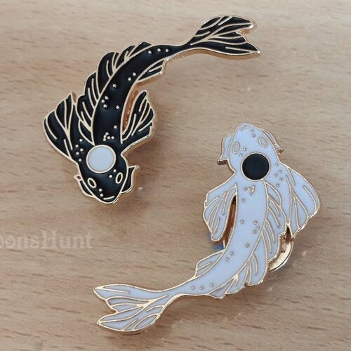 Koi Fish Yin and Yang Enamel Pin - Etsy