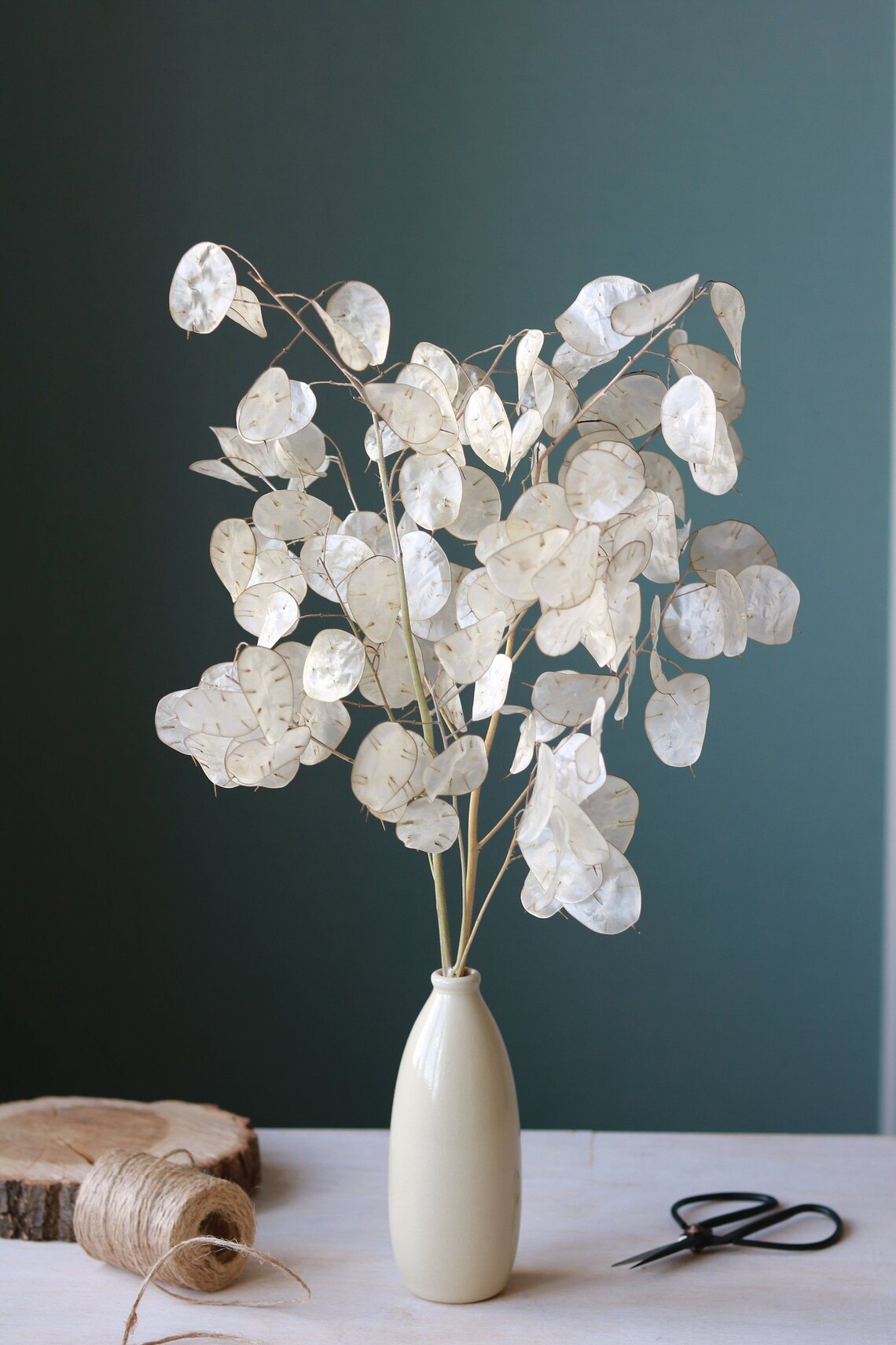 Lunaria Ivory Spray Faux/ DIY Floral Arrangement/silver | Etsy