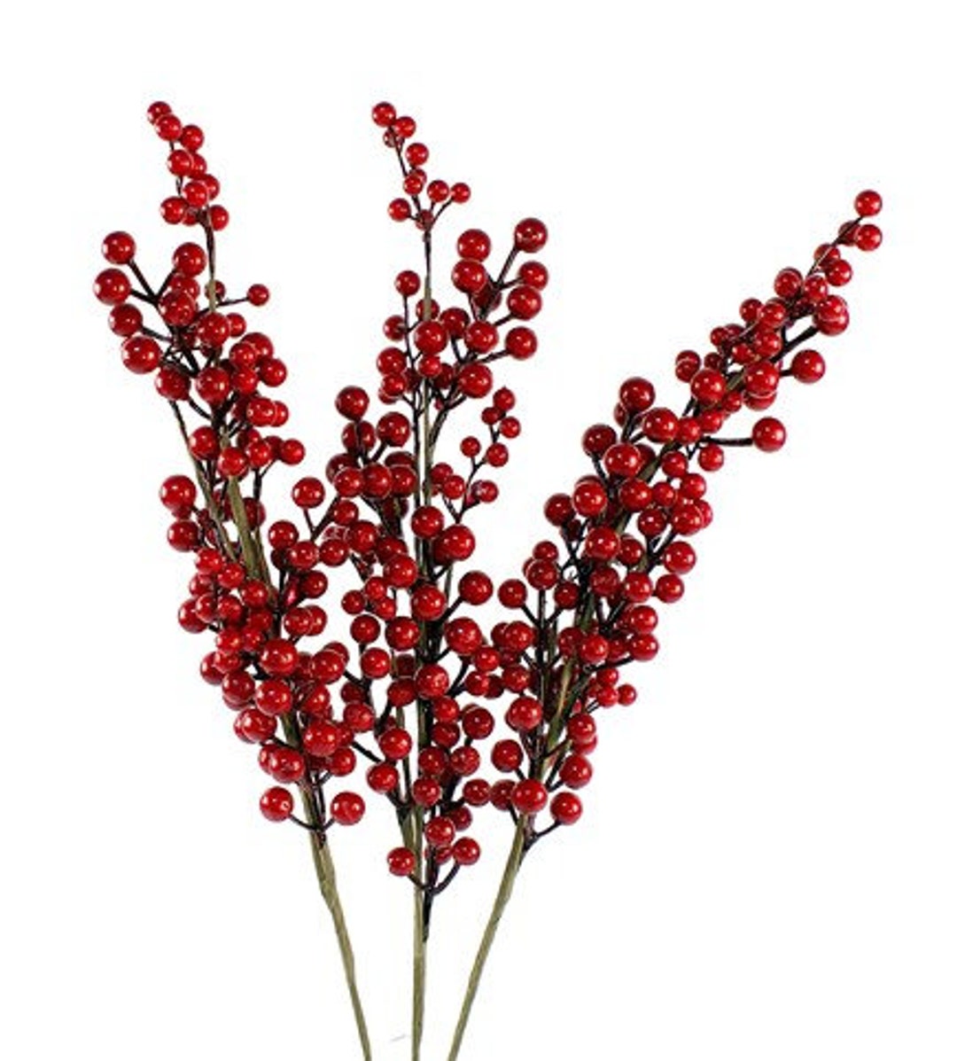 3pc Red Artificial Berry Branch | Red Faux Berry Spray | Tall Berry ...