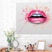 Pink Lip Wall Art, Lip Canvas, Fashion Canvas, Pink Wall Art, Designer ...