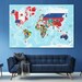 World Map Large Canvas With Countries Flags World Maps Canvas | Etsy