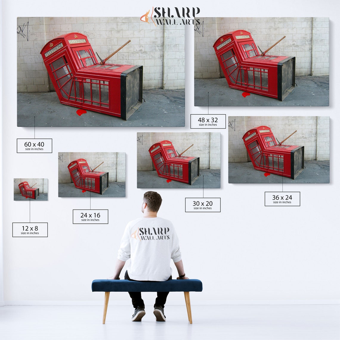 Banksy Phone Booth London Wall Art Canvas Print Banksy Red - Etsy