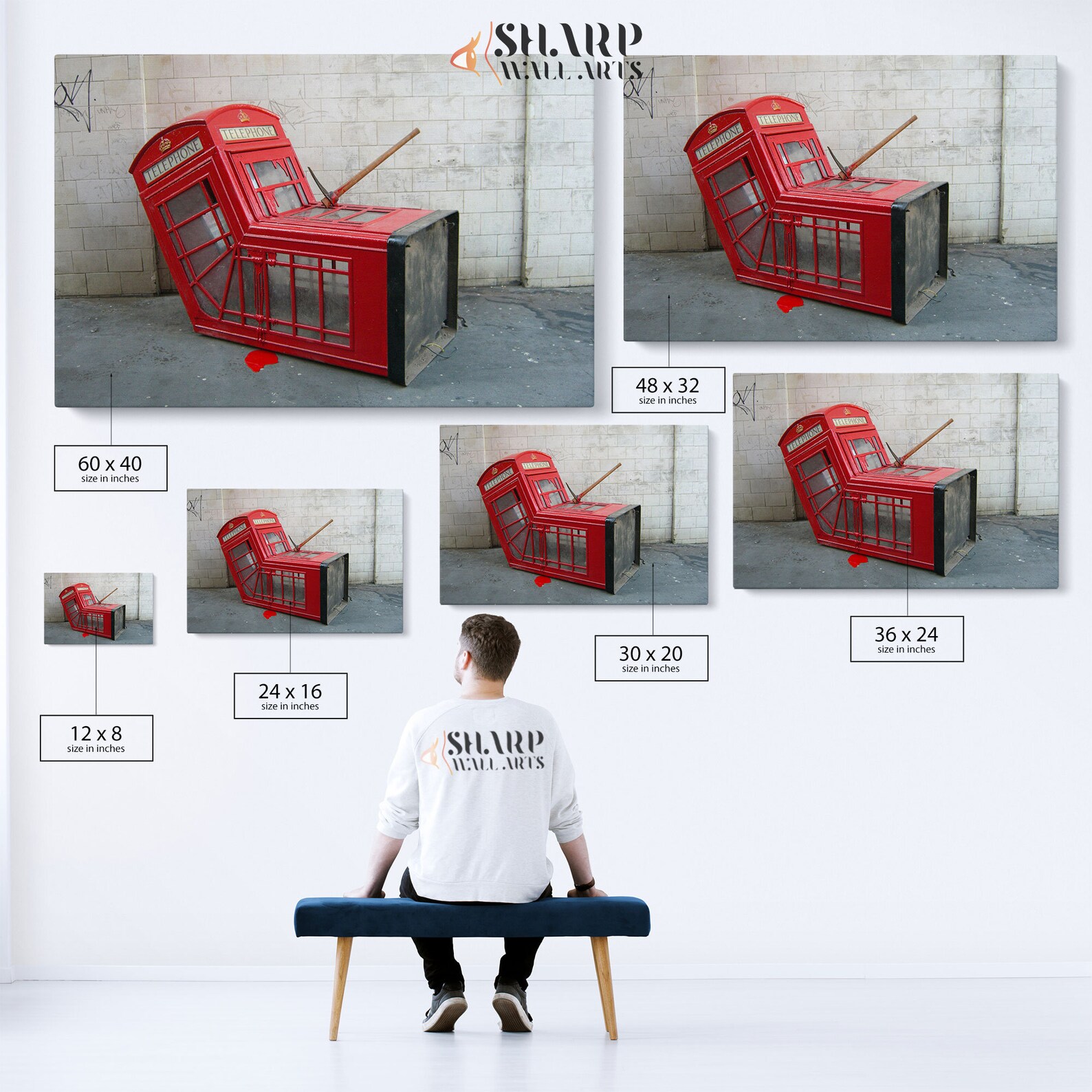 Banksy Phone Booth London Wall Art Canvas Print, Banksy Red Telephone ...