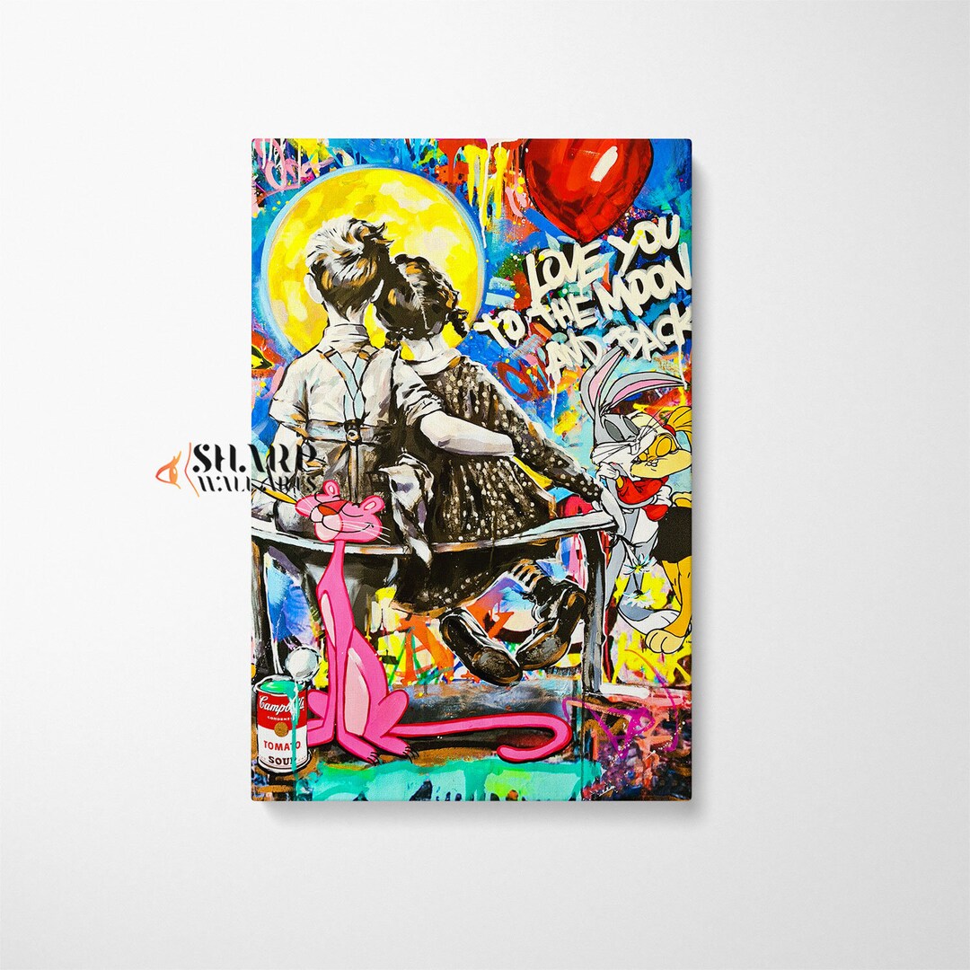 BANKSY WALL ART Banksy Canvas Banksy Love Art Print Graffiti Wall Art ...