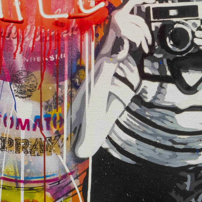 BANKSY WALL ART Banksy Canvas Banksy Camera Boy Banksy Smile Graffiti ...