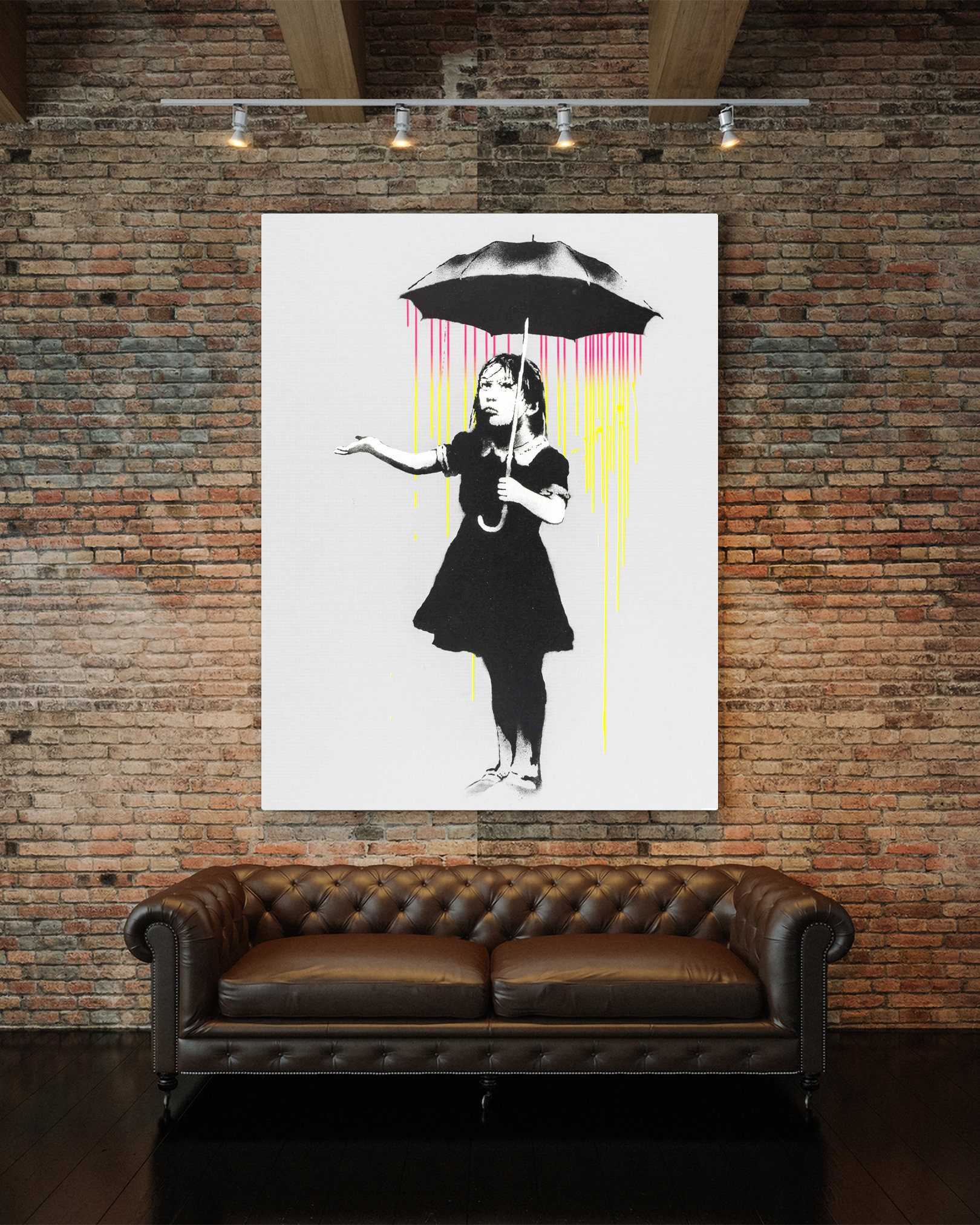 Banksy Rain Girl Nola Canvas Print Banksy Girl With Etsy