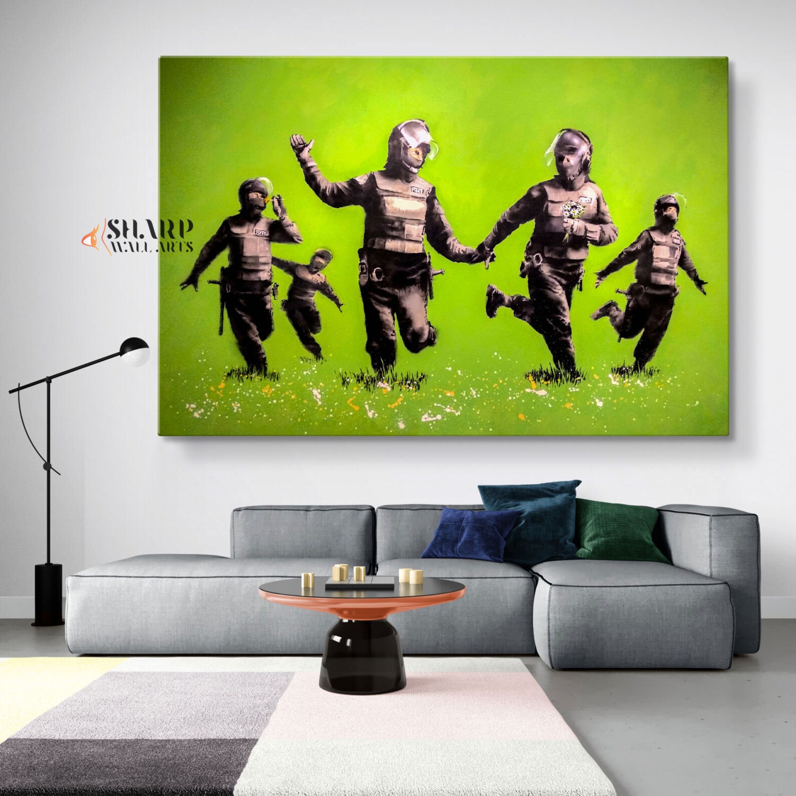 BANKSY WALL ART Banksy Canvas Banksy Riot Police in the Field - Etsy