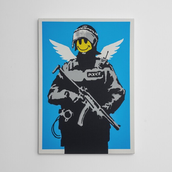 Banksy Flying Copper Banksy Smiley Cop Banksy Happy Copper | Etsy