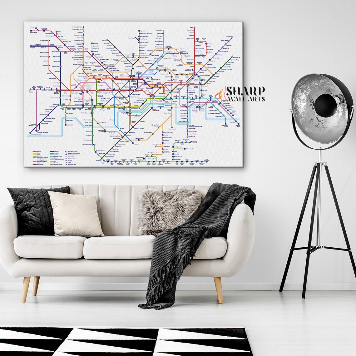 LONDON TUBE MAP Wall Art Canvas Print, London Underground Map Canvas ...