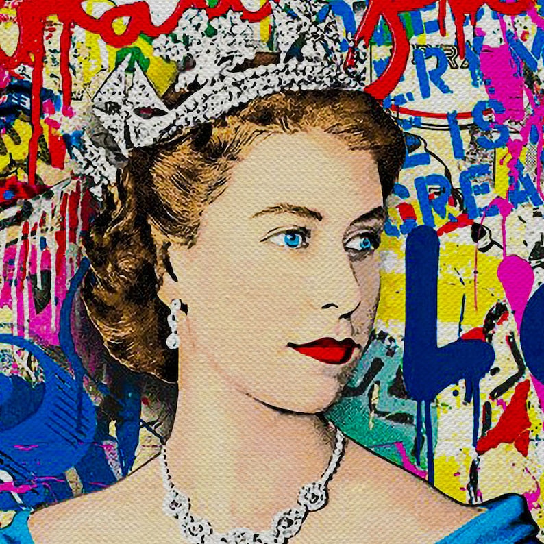 QUEEN ELIZABETH PRINT Set of 2 Queen Elizabeth Art Pop Art Canvas ...