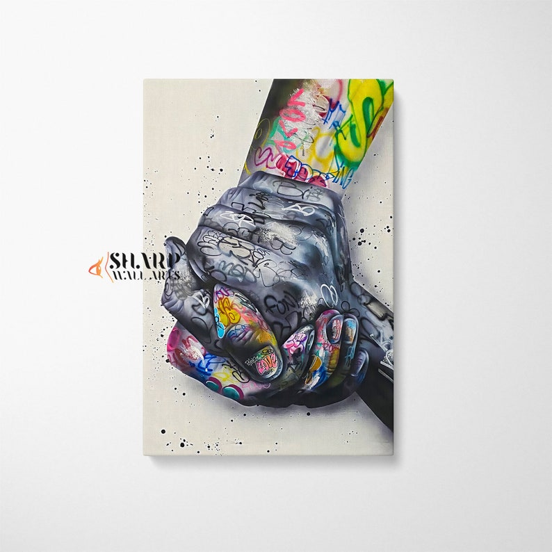 BANKSY WALL ART Banksy Graffiti Hands Unity Sign Artwork Street Art ...