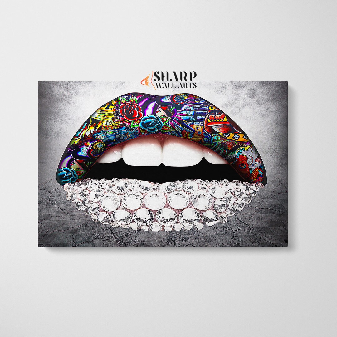 GRAFFITI WALL ART Lips Wall Art, Lip Artwork, Street Art Print, Modern ...