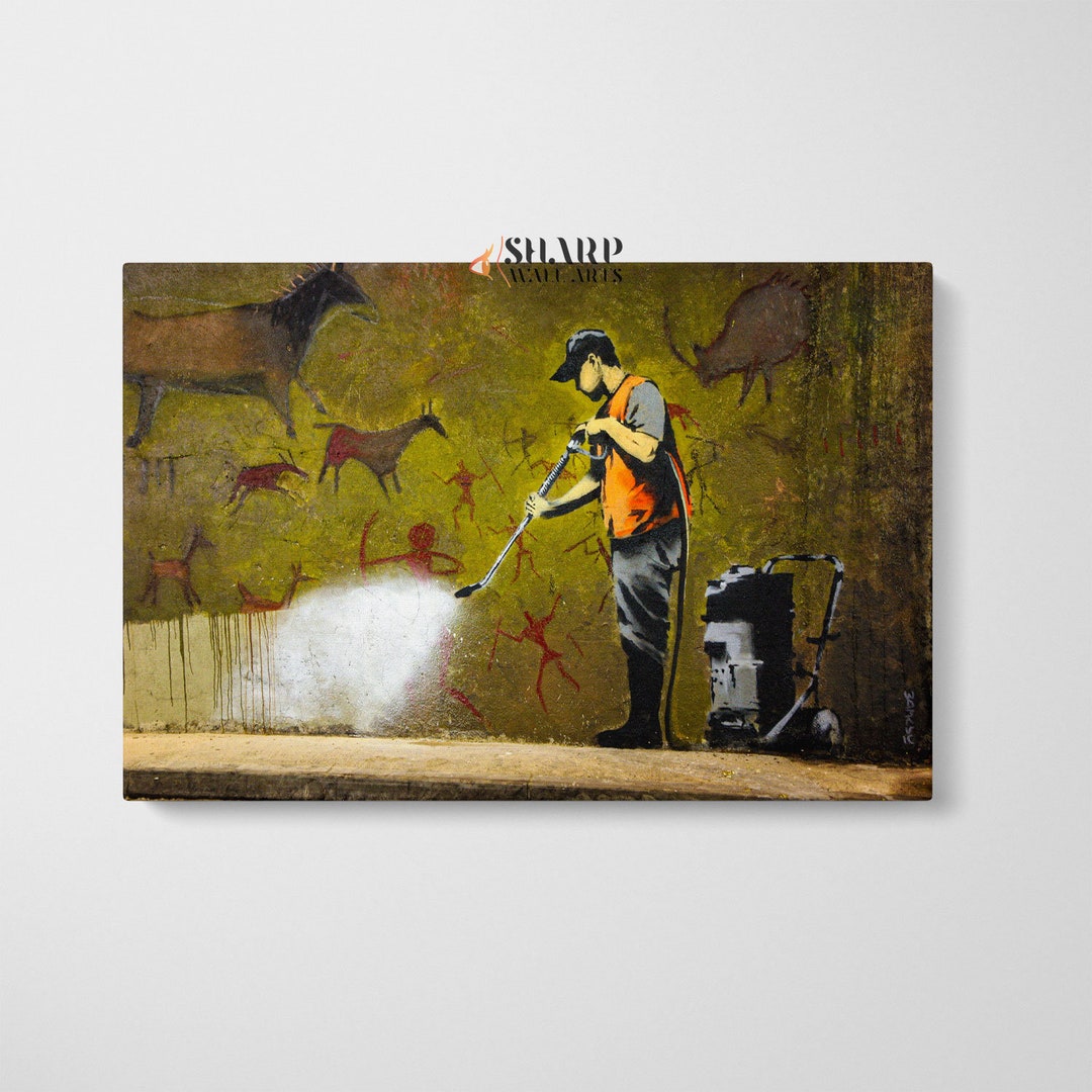 BANKSY WALL ART Banksy Canvas Banksy Power Washer Banksy Cave Painting ...