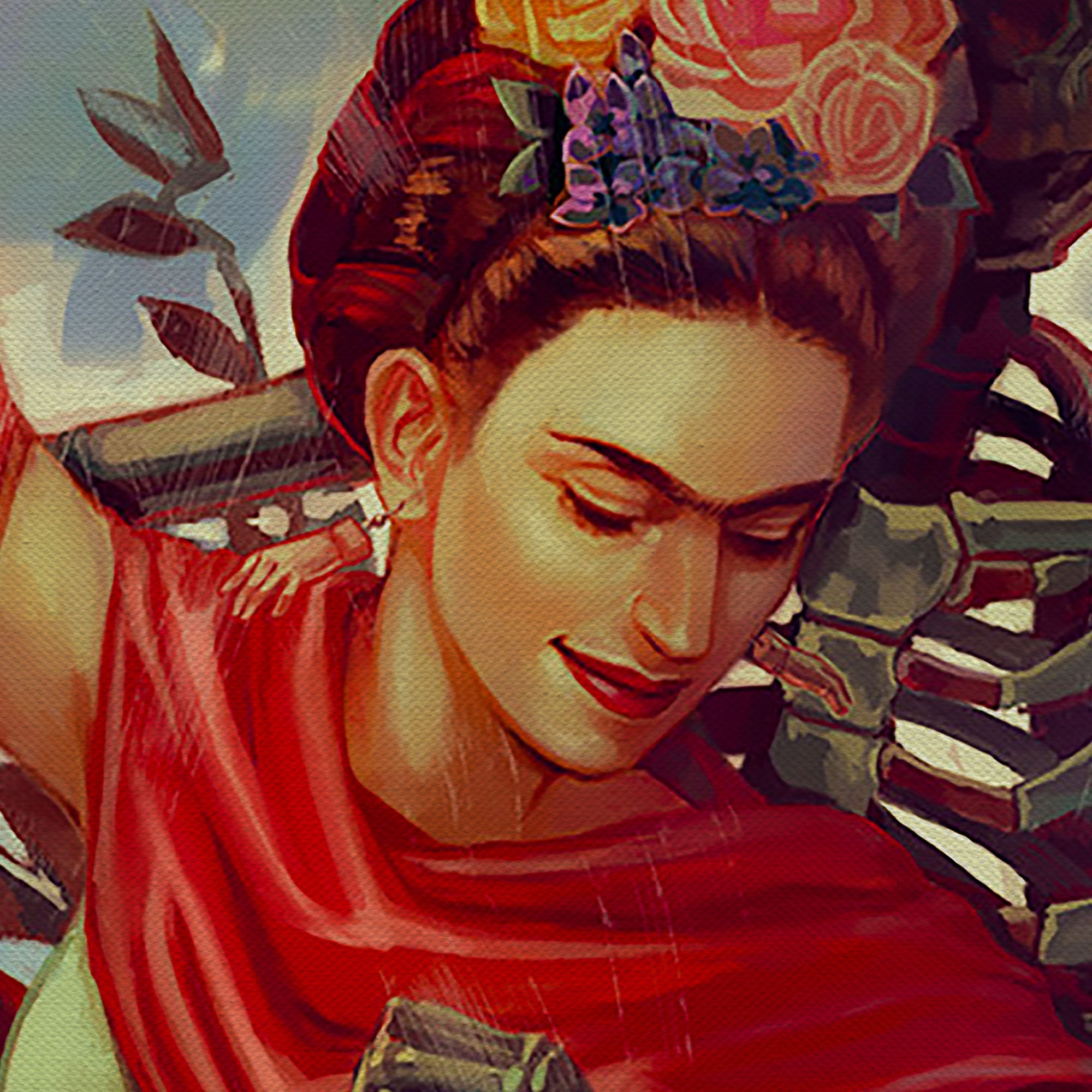 Frida Kahlo Art Print Canvas Dancing With Skeleton Frida - Etsy