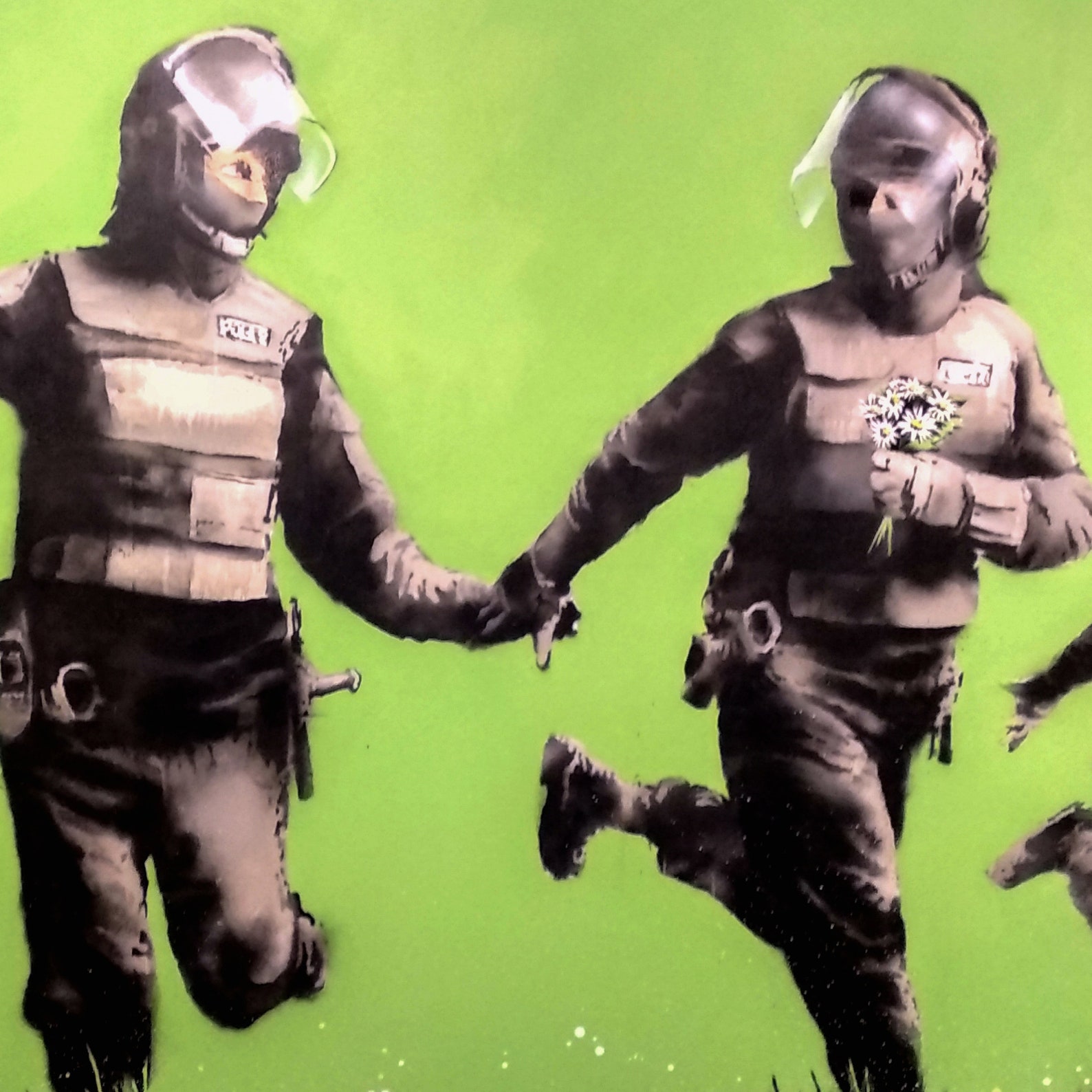 BANKSY WALL ART Banksy Canvas Banksy Riot Police in the Field - Etsy