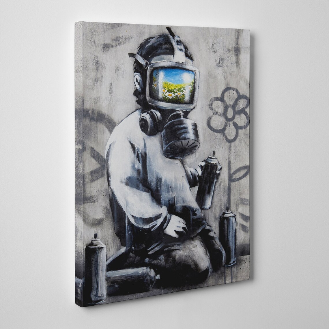 Banksy Gas Mask Boy Canvas Wall Art Print Banksy Graffiti | Etsy