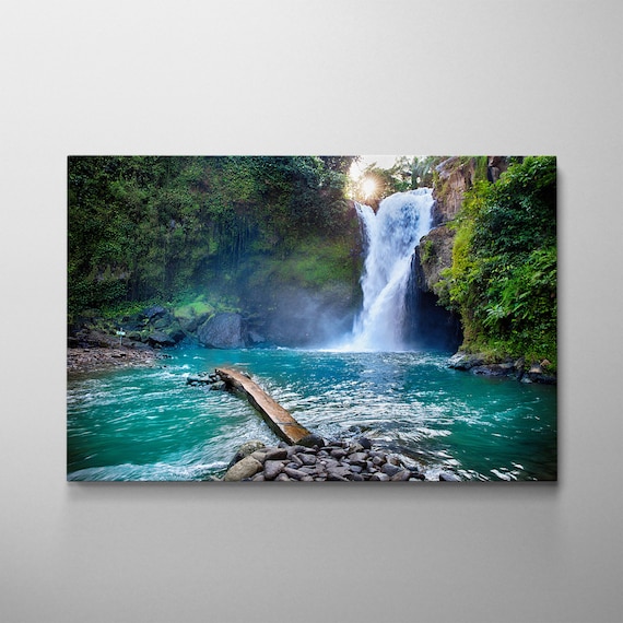 Secret WATERFALL Bali CANVAS Wall ART Waterfall Painting Art Large Nature Canvas Beautiful Canvas Art Waterfall Picture Wall Art Bali Etsy