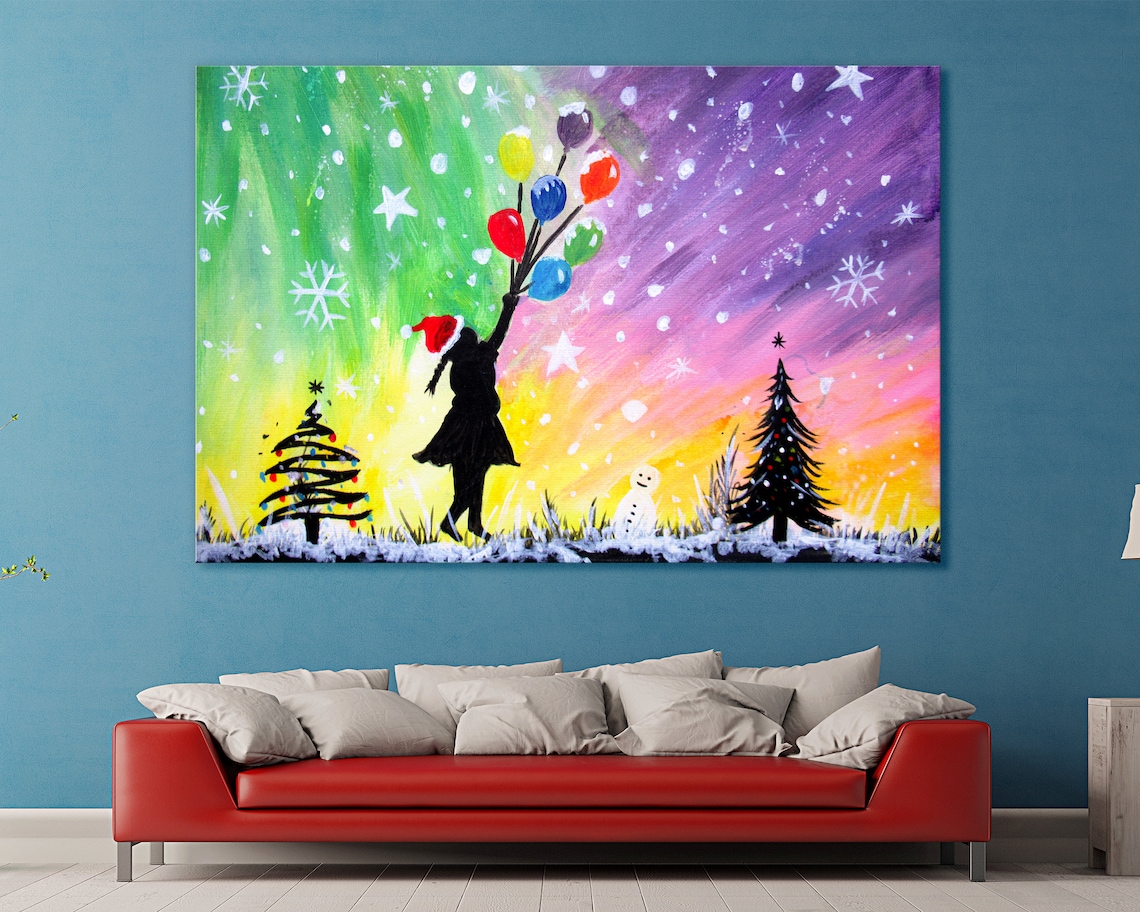 Banksy Christmas Flying Balloon Girl Canvas Wall Art Banksy | Etsy