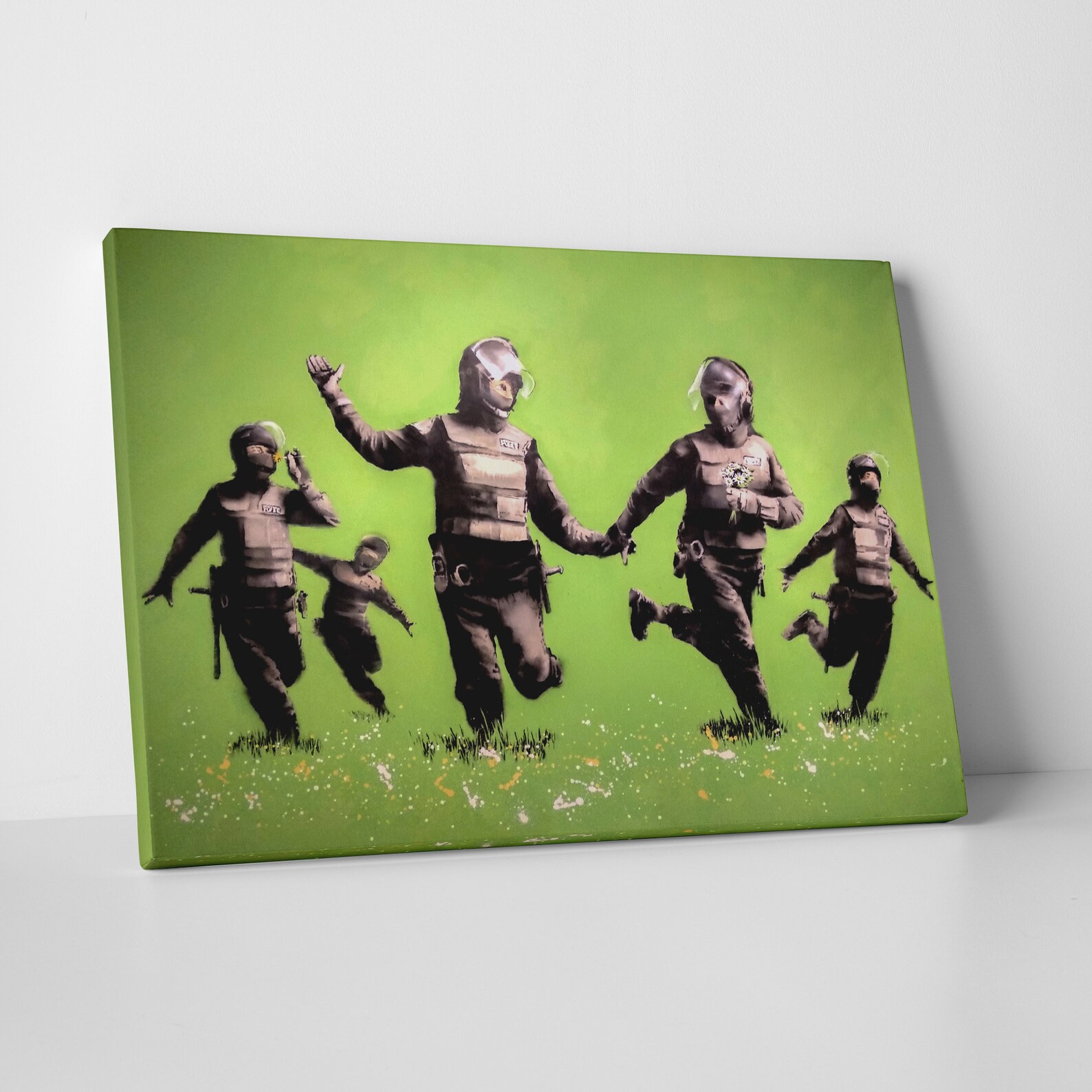 BANKSY WALL ART Banksy Canvas Banksy Riot Police in the Field - Etsy