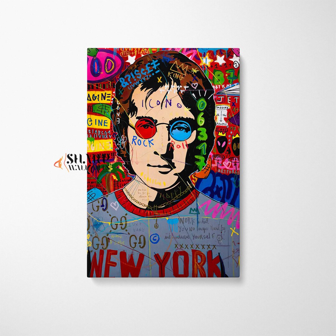JOHN LENNON ART Rock and Roll Icon Wall Art Banksy Inspired Artwork ...