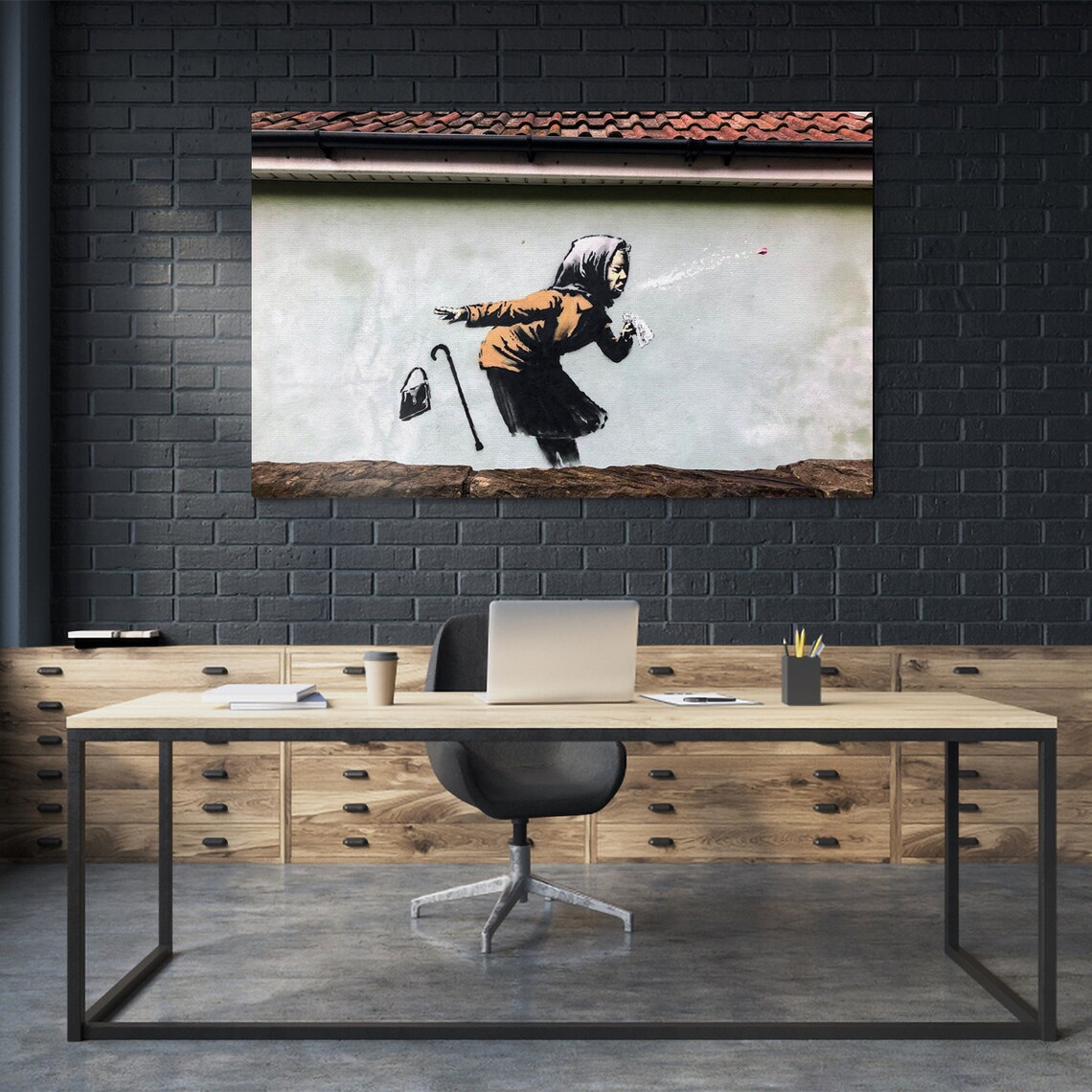 Banksy Aachoo Sneeze Wall Art Canvas Print Sneezing Woman | Etsy