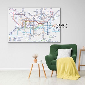 LONDON UNDERGROUND MAP Wall Art Canvas Print London Tube Map Large ...
