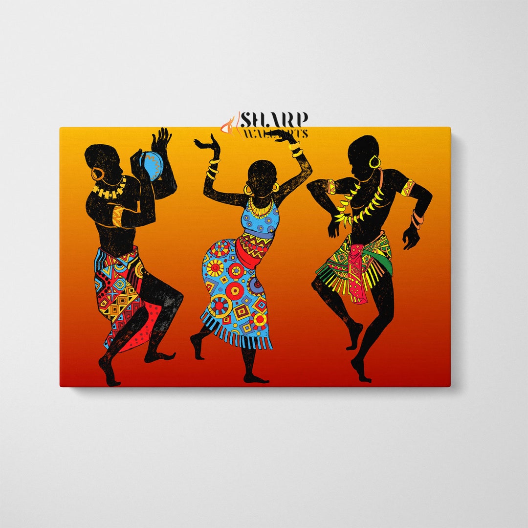 AFRICAN WALL ART Black Abstract Art, Traditional Ritual African Dance ...