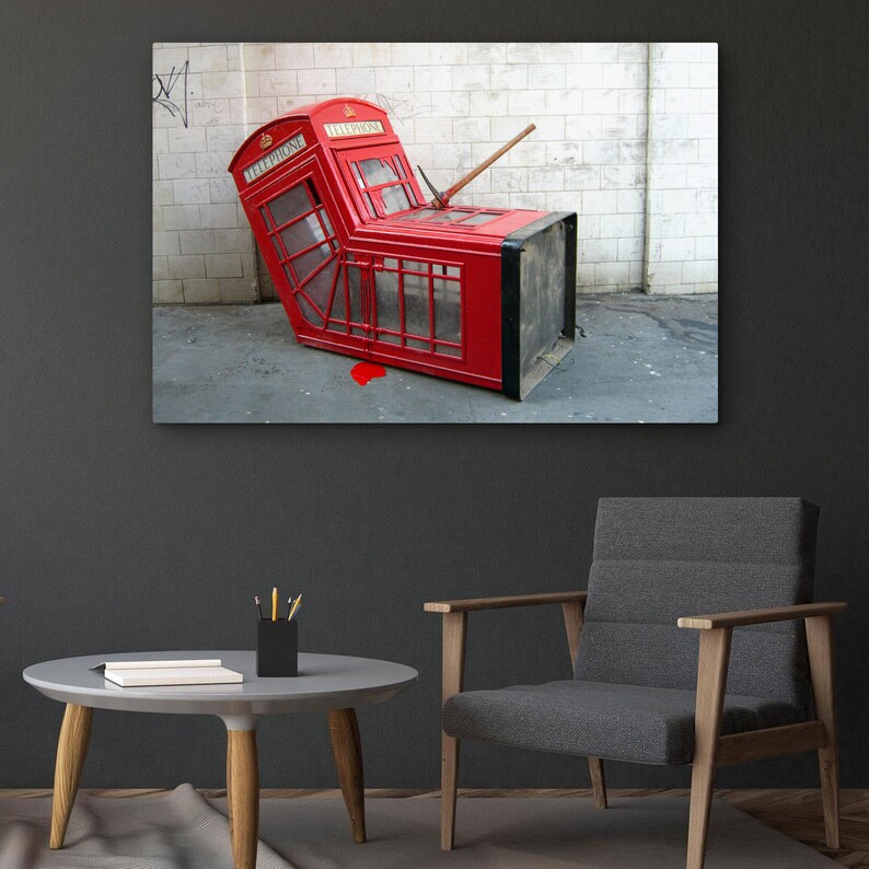 Banksy Phone Booth London Wall Art Canvas Print Banksy Red | Etsy