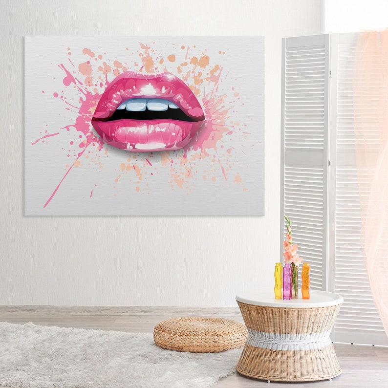 Pink Lip Wall Art Lip Canvas Fashion Canvas Pink Wall Art - Etsy