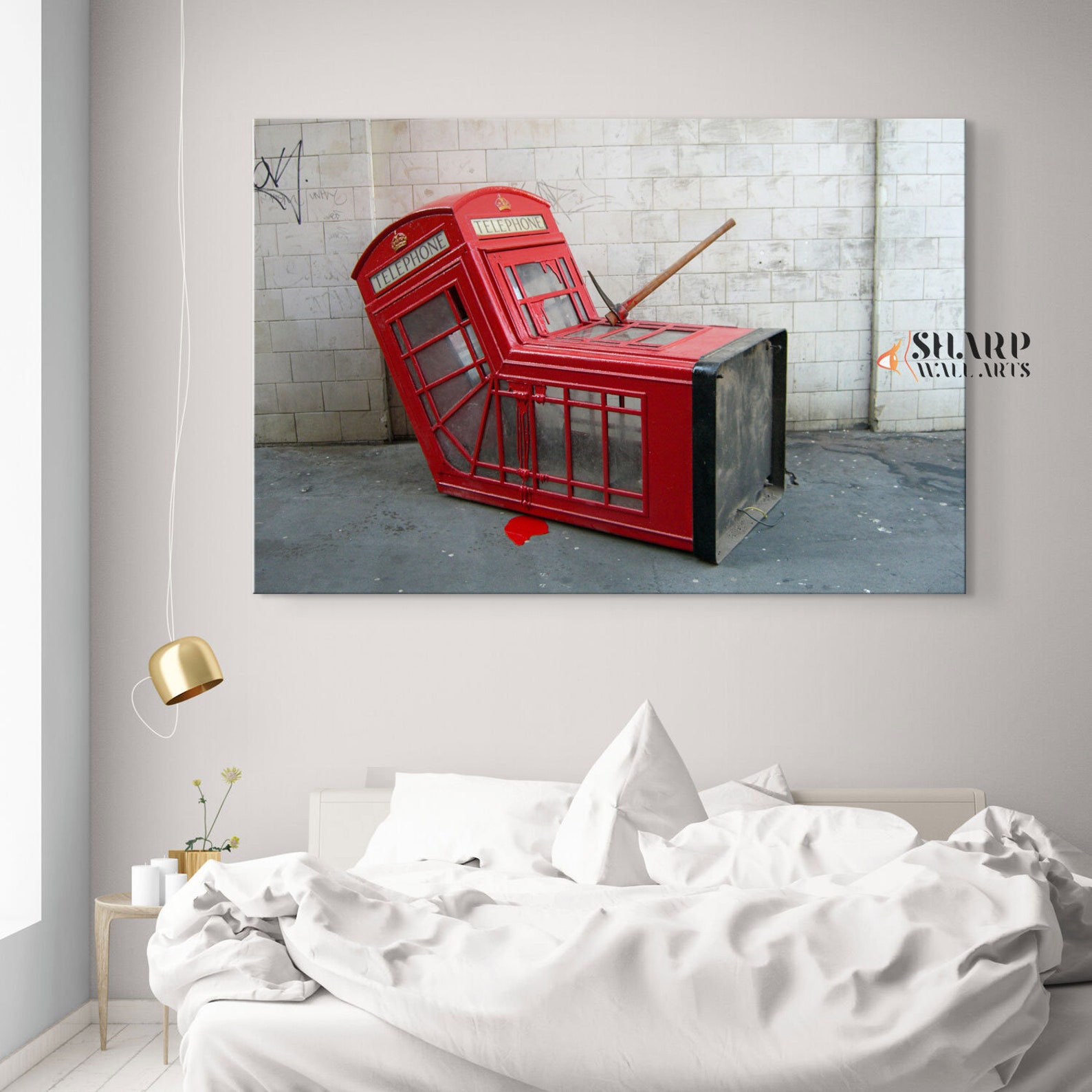 Banksy Phone Booth London Wall Art Canvas Print Banksy Red | Etsy