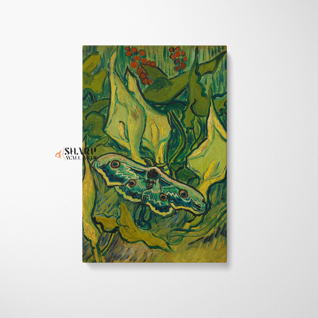 Vincent Van Gogh Great Peacock Moth Wall Art Canvas Print, Botanical ...