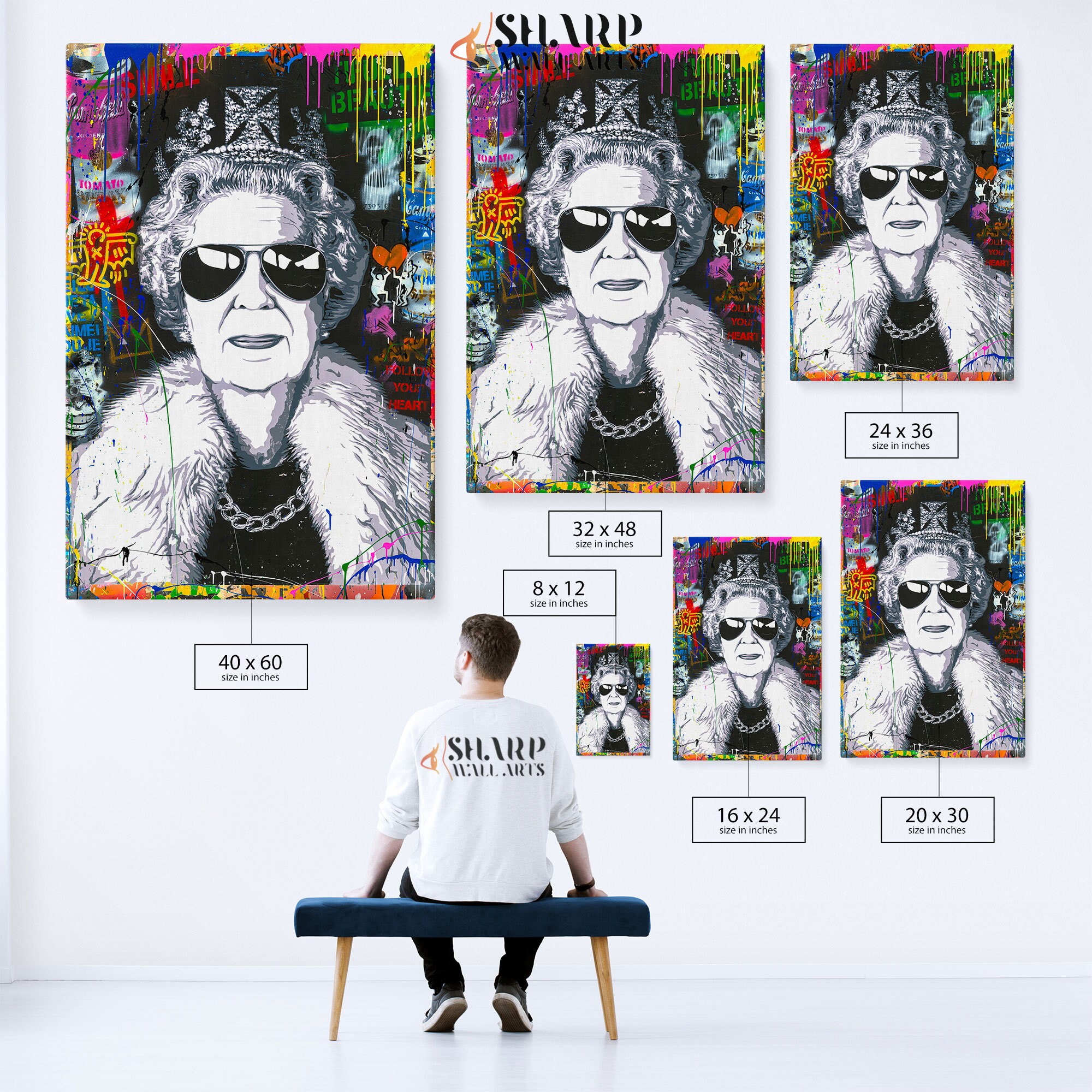 QUEEN ELIZABETH PRINT Set of 2 Queen Elizabeth Art Pop Art Canvas ...