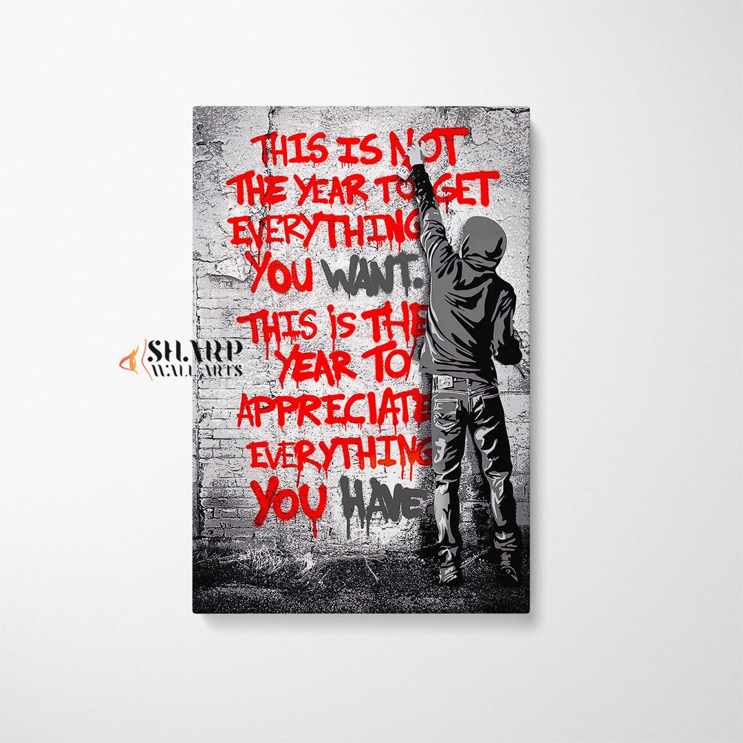 BANKSY CANVAS BANKSY Wall Art Print, Pop Art Wall Art, Inspirational ...
