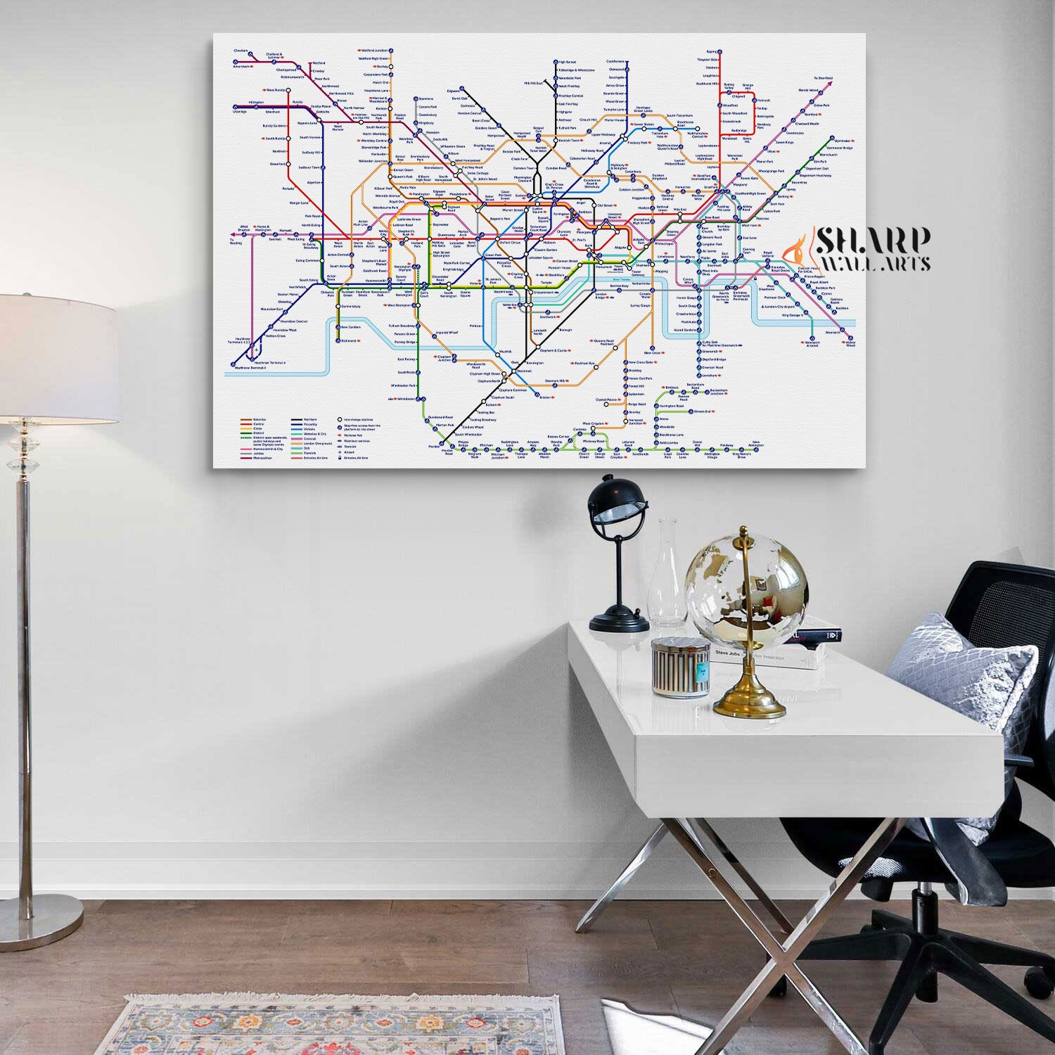 LONDON TUBE MAP Wall Art Canvas Print, London Underground Map Canvas ...