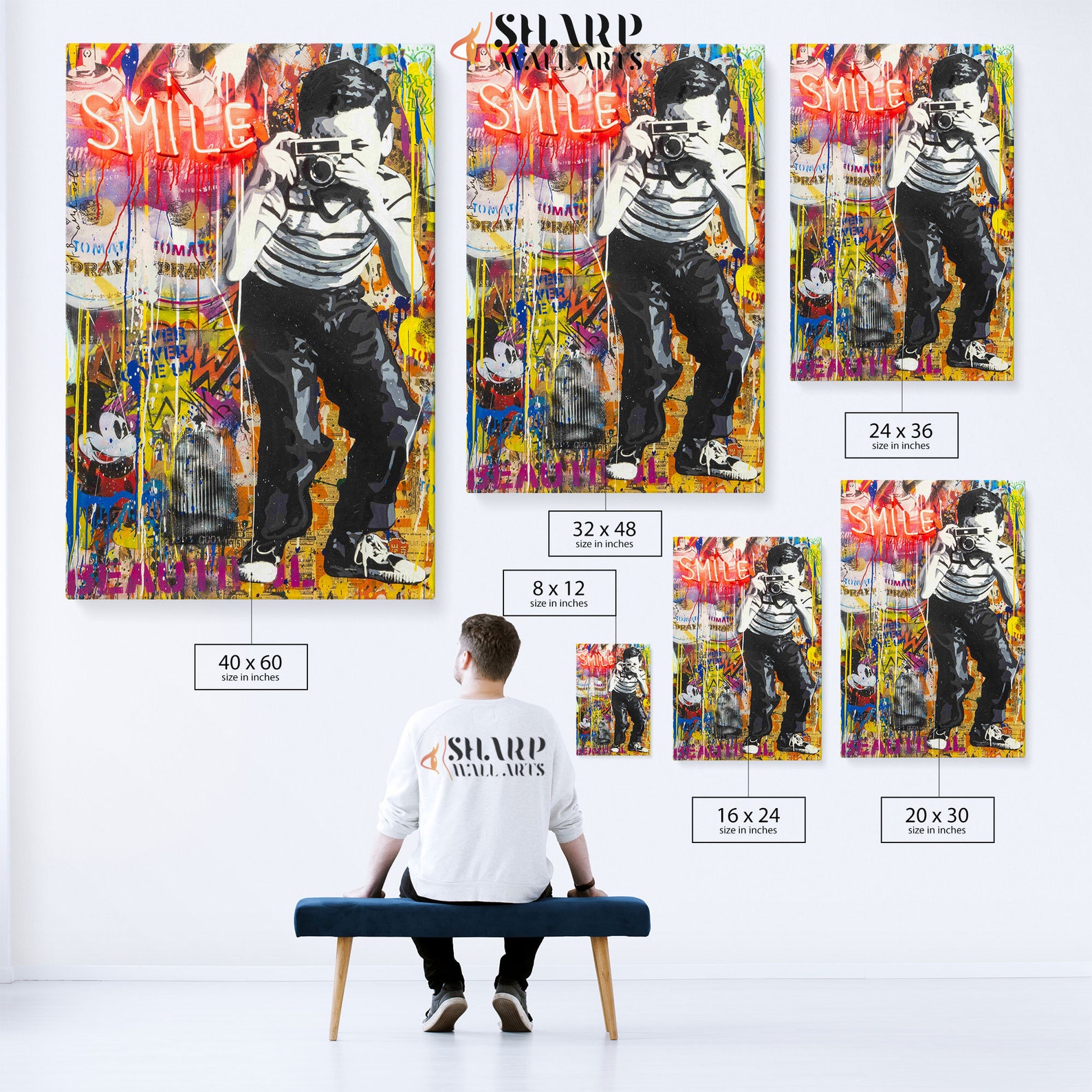 BANKSY WALL ART Banksy Canvas Banksy Camera Boy Banksy Smile - Etsy