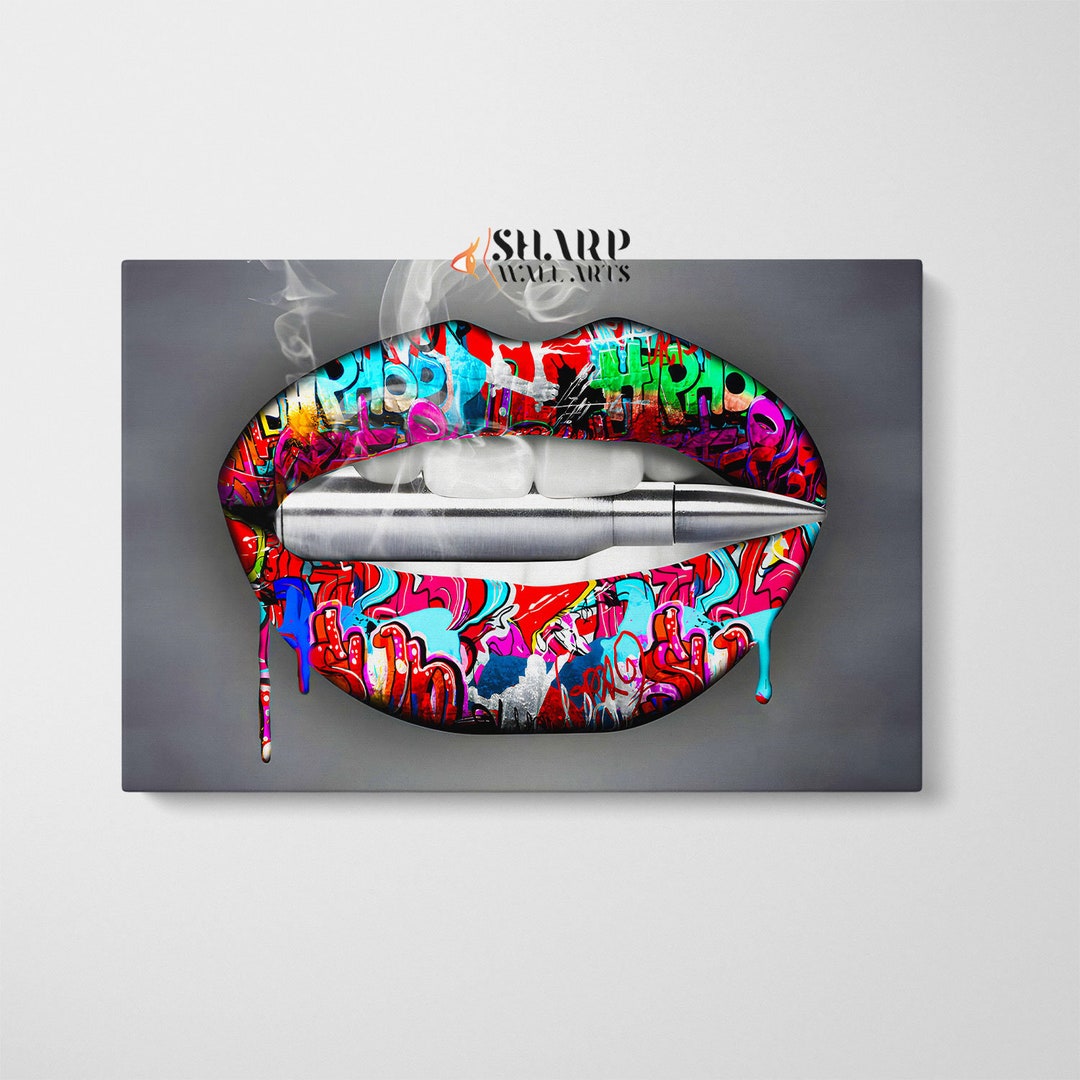 GRAFFITI WALL ART Lips Wall Art, Lip Artwork, Street Art Print, Modern ...
