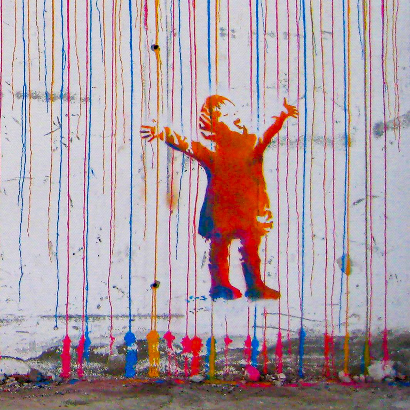 Banksy Colored Rain Canvas Banksy Rainbow Rain Banksy Etsy
