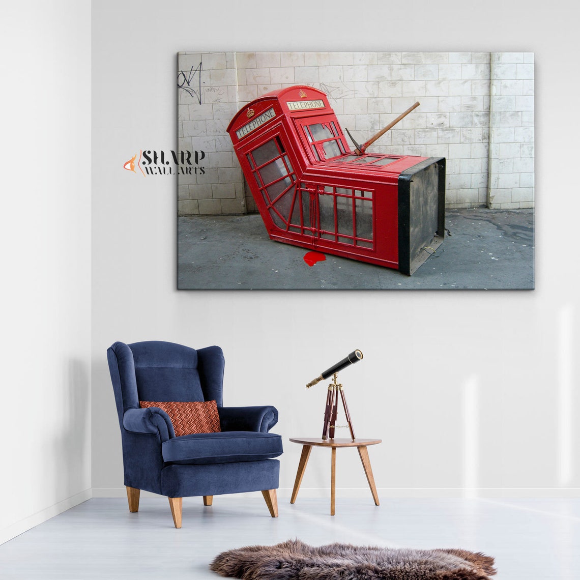 Banksy Phone Booth London Wall Art Canvas Print Banksy Red | Etsy