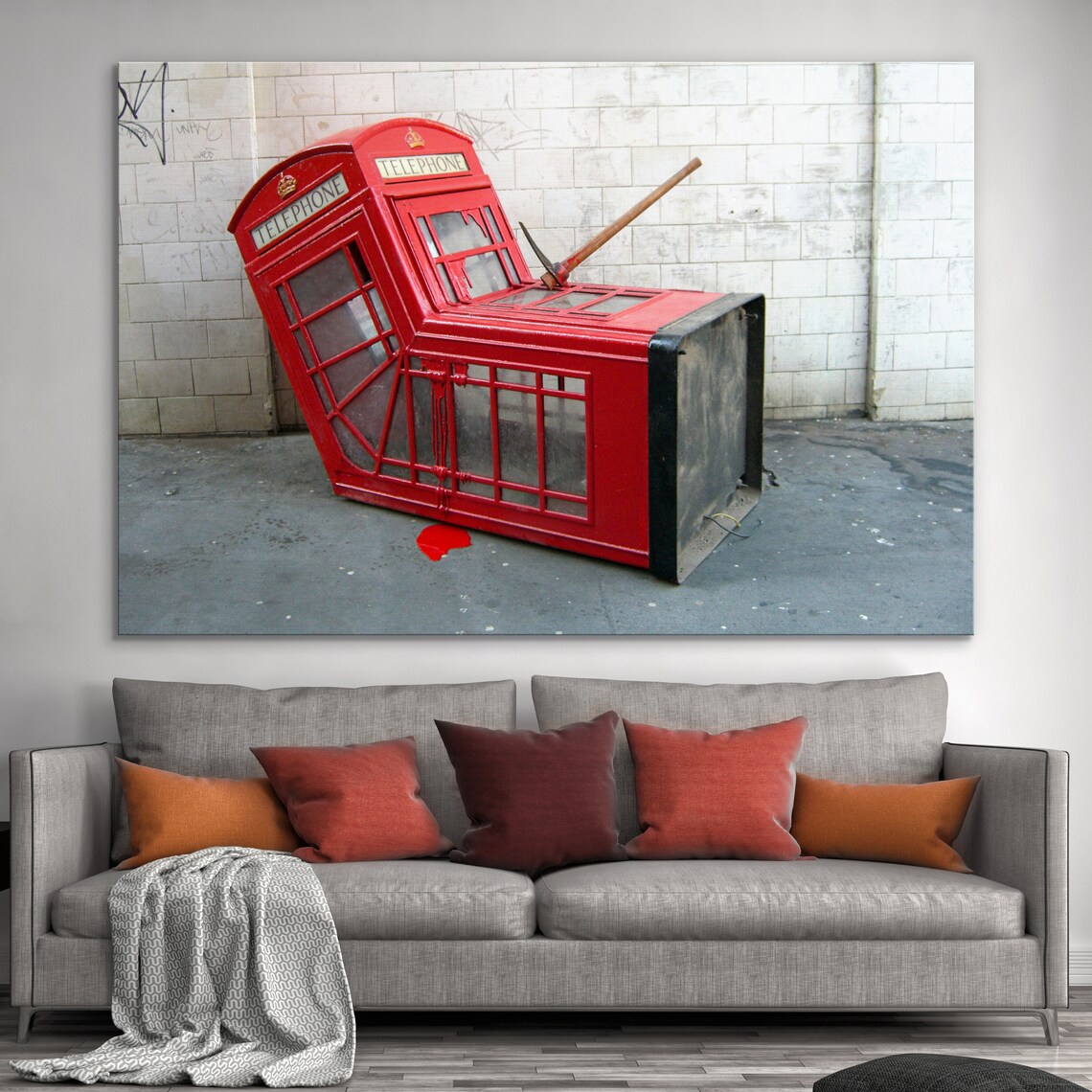 Banksy Phone Booth London Wall Art Canvas Print Banksy Red | Etsy
