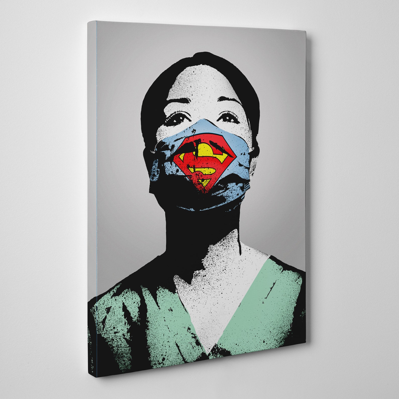 Banksy Super Nurse Wall Art Canvas Print, Nurse Superheroes Canvas ...