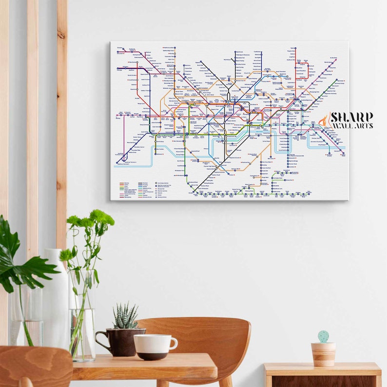 LONDON TUBE MAP Wall Art Canvas Print, London Underground Map Canvas ...