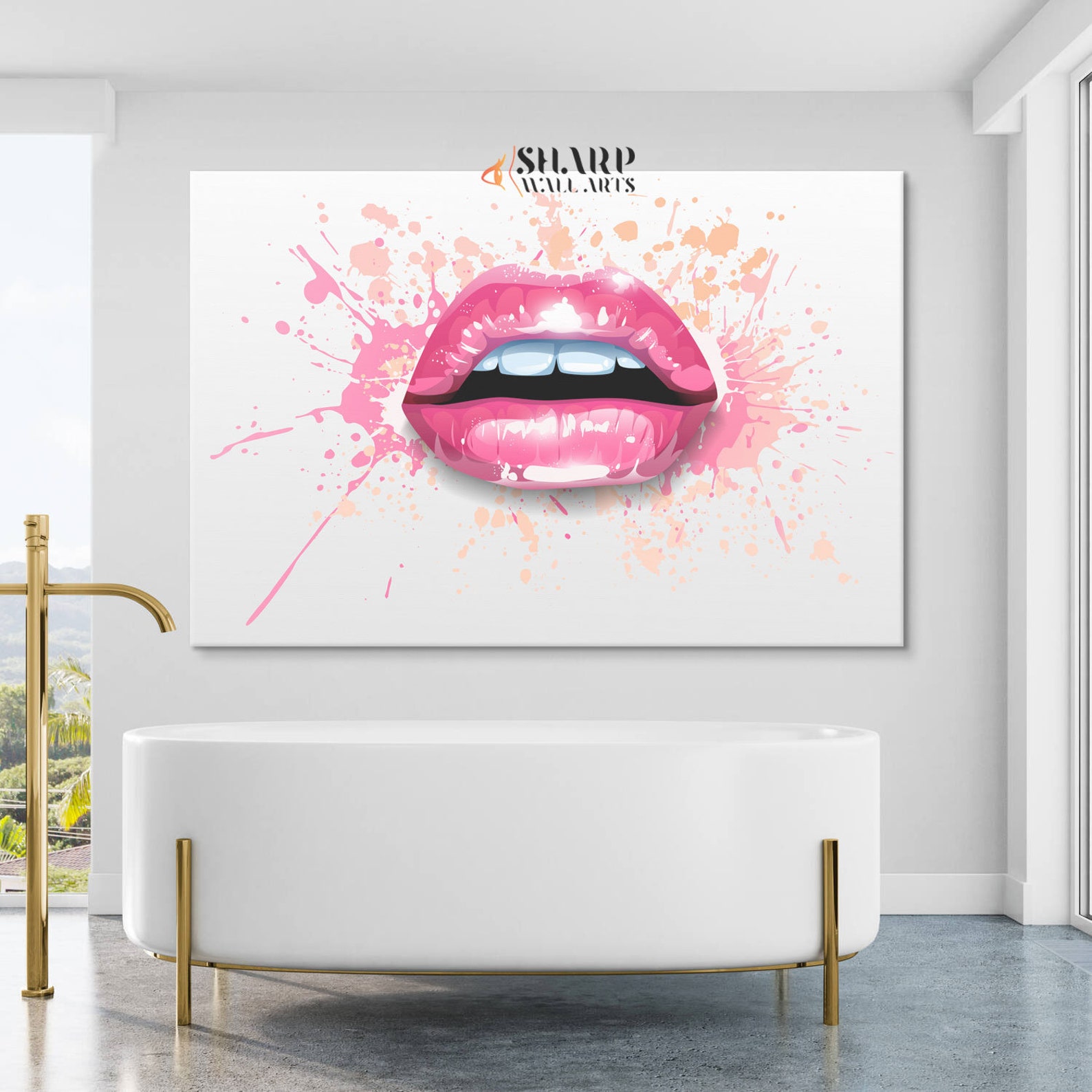 Pink Lip Wall Art Lip Canvas Fashion Canvas Pink Wall Art - Etsy