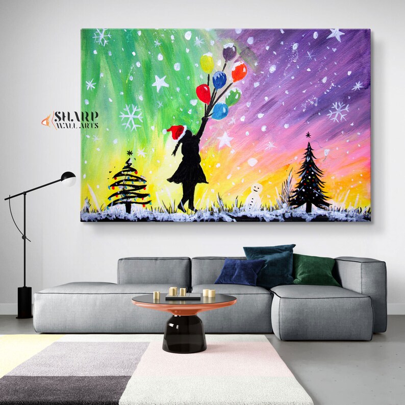 Banksy Christmas Flying Balloon Girl Canvas Wall Art Banksy - Etsy