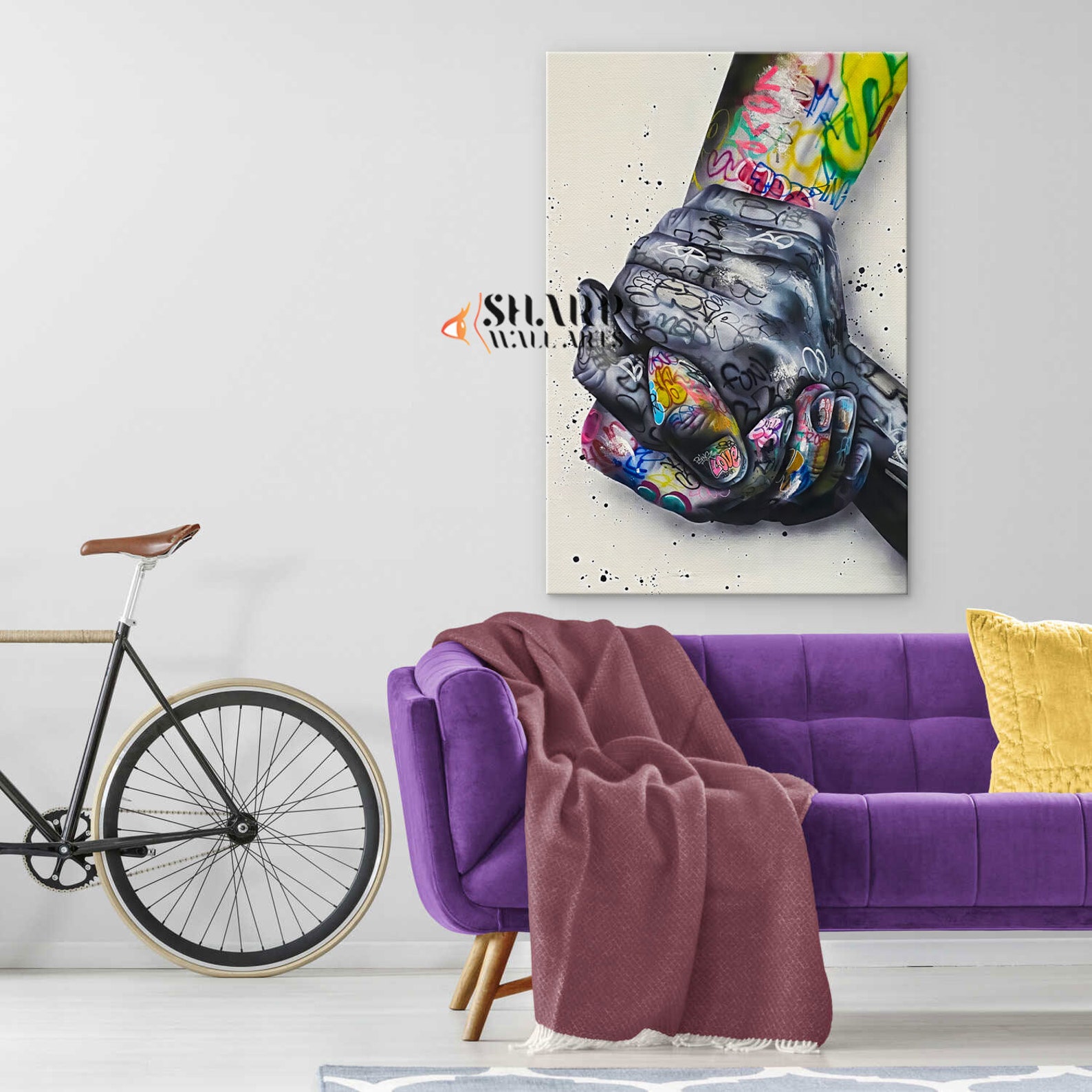 BANKSY WALL ART Banksy Graffiti Hands Unity Sign Artwork Street Art ...