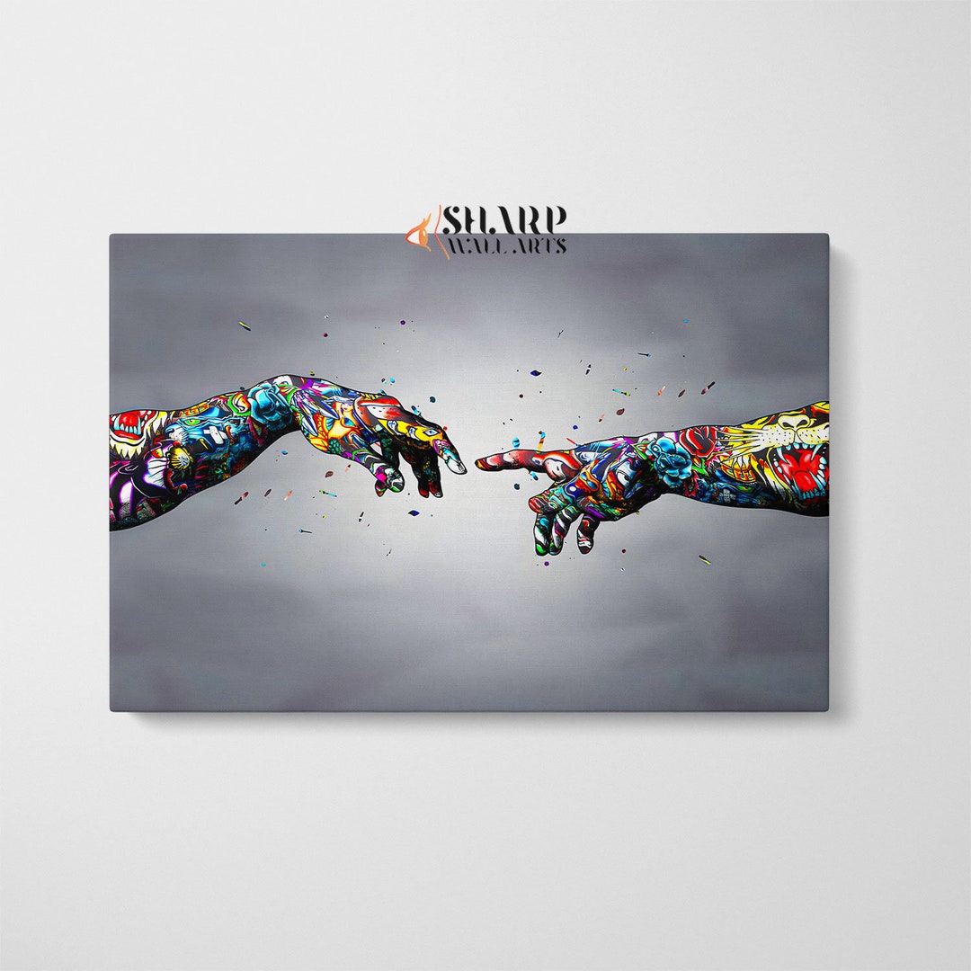 GRAFFITI WALL ART Banksy Holding Hands Unity Artwork Street Art Print ...