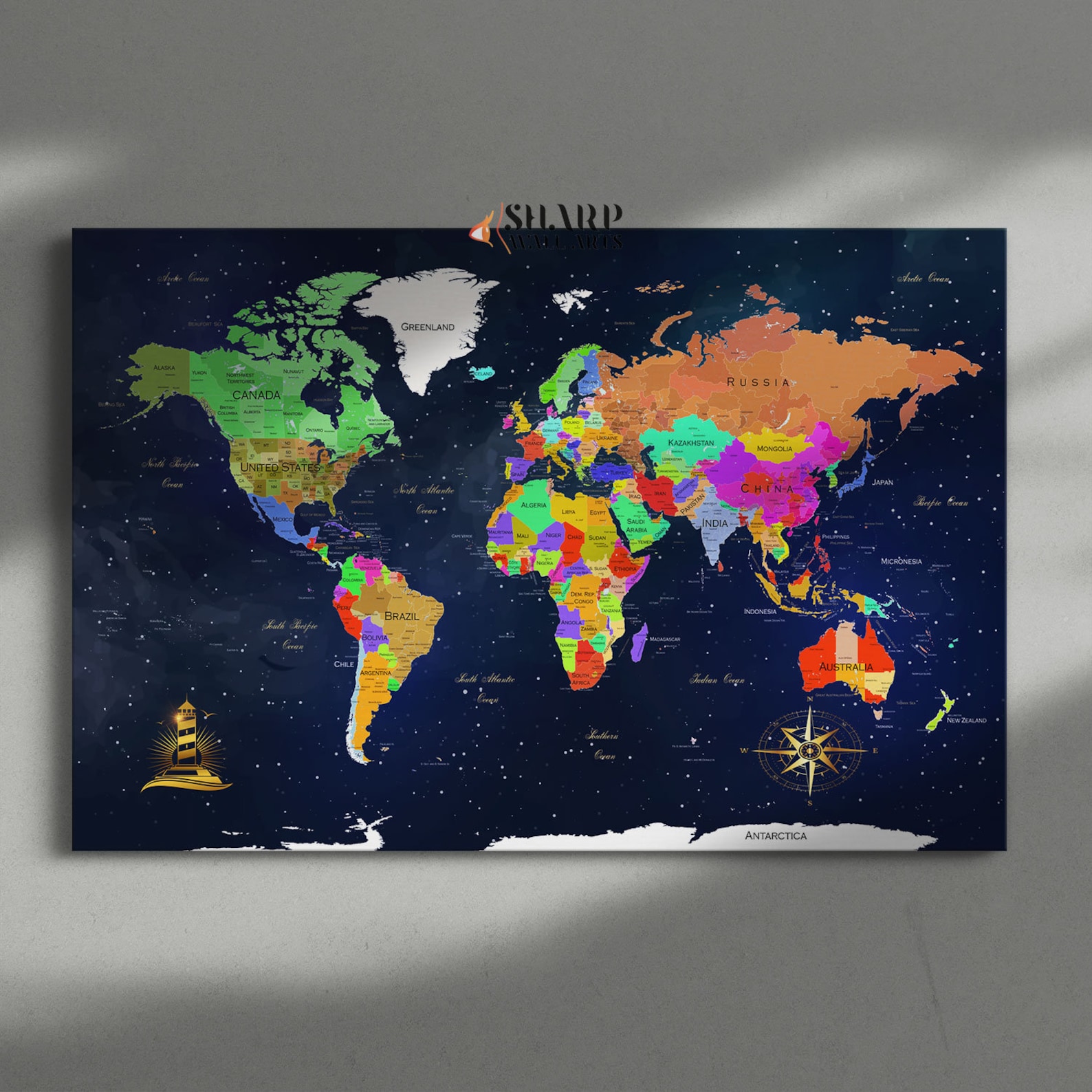 WORLD MAP CANVAS Wall Art Print Large World Map Wall Art - Etsy