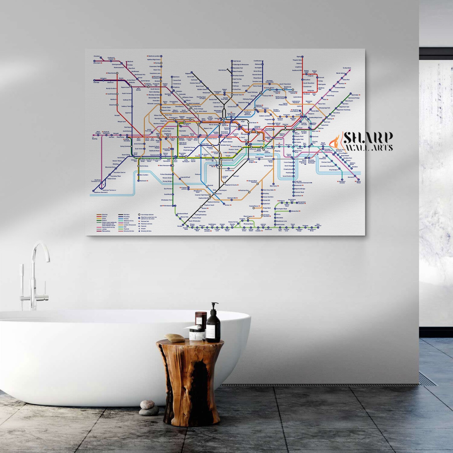 LONDON TUBE MAP Wall Art Canvas Print, London Underground Map Canvas ...