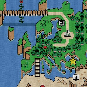 SUPER MARIO Wall ART Canvas Print, Super Mario World Map Poster Canvas ...